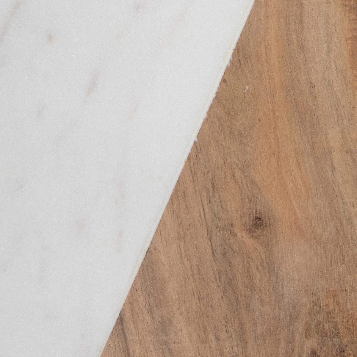 Foreside Home & Garden Small White Rectangle Marble and Wood Kitchen Serving Cutting Board