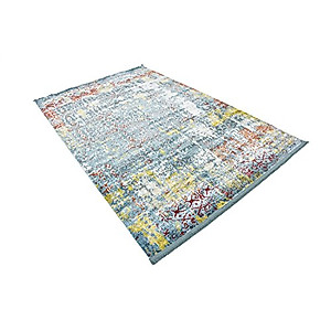 Unique Loom Baracoa Collection Area Rug-Alamar, 5' 5" x 8' Rectangle, Blue/Olive