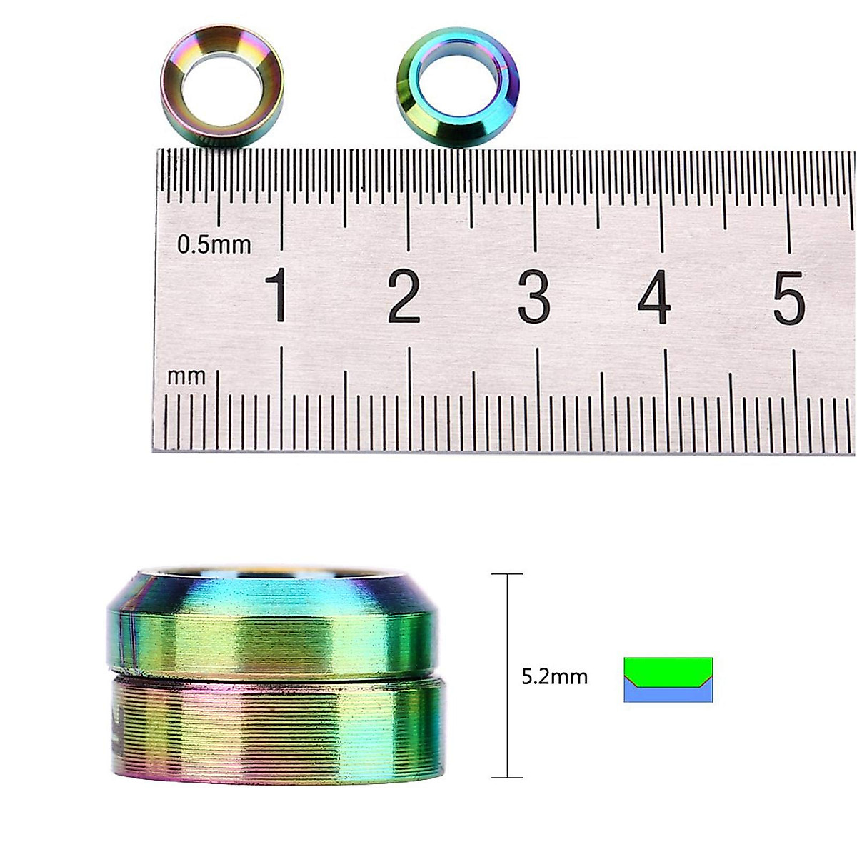 Pilipane Bicycle Brake Screw Washer,Bicycle Headset Spacer,2 Pairs TC4 Titanium Front Brake Caliper Gasket for Mountain Bike Motorcycle,Bike Brake Screw Washer Spacer, Bike Bicycle Disc Brake Rotor