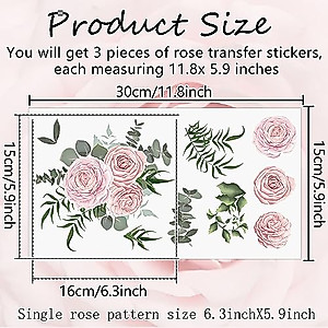 3Pcs Rub on Transfers for Furniture and Crafts, 3 Design Sheets 11.8" x 5.9" Furniture Decals Transfers, Rose Decals Rub on Transfers for Furniture (Rose Style)