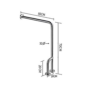 CRODY Bath Wall Attachment Handrails Grab Bar Rails Stainless Steel Curved Shower Grab Bar Wall Mounted Toilet Grab Rails with Legs Safety Floor-Standing Bathroom Handrail Multifunction Towel Rack/Rig