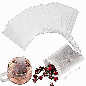 NEPAK 100 Pcs Disposable Tea Bags for Loose Leaf Tea,Empty Tea Bags with Drawstring,Tea Filter Bags for Loose Tea(3.15 x 3.94 inches)
