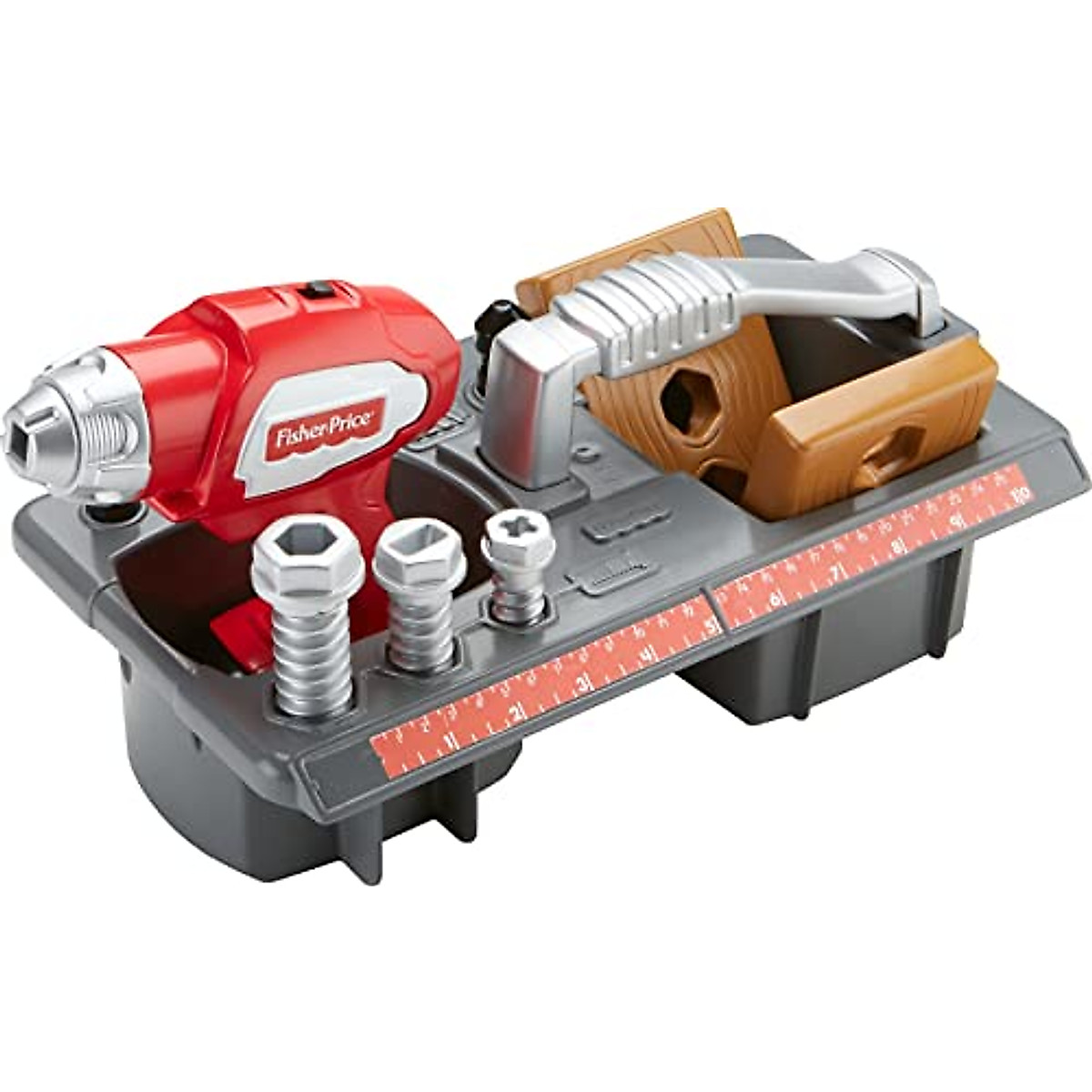 Fisher-Price Preschool Toy Drillin’ Action Tool Set with Sounds, 10 Pieces for Construction Pretend Play for Kids Ages 3+ Years