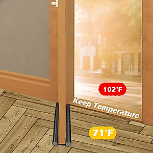 C CELAINER Door Draft Stopper, Draft Stopper for Bottom of Doors, Under Door Draft Blocker, Bottom Seal Weather Stripping, Removable and Washable, Sound Blocker, Adjustable Door Sweeps 37 inch (Black)