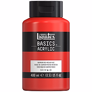 Liquitex BASICS Acrylic Paint, 400ml (13.5-oz) Bottle, Cadmium Red Medium Hue