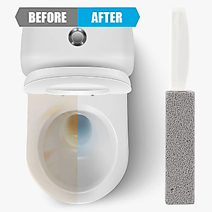 Pumice Stone Toilet Bowl Cleaner with Handle - Pumice Stone for Toilet Cleaning - Stain Remover - Also Cleans Limescale, Hard Water Rings, Tiles, Iron and Rust, Household Cleaning 4 Pack