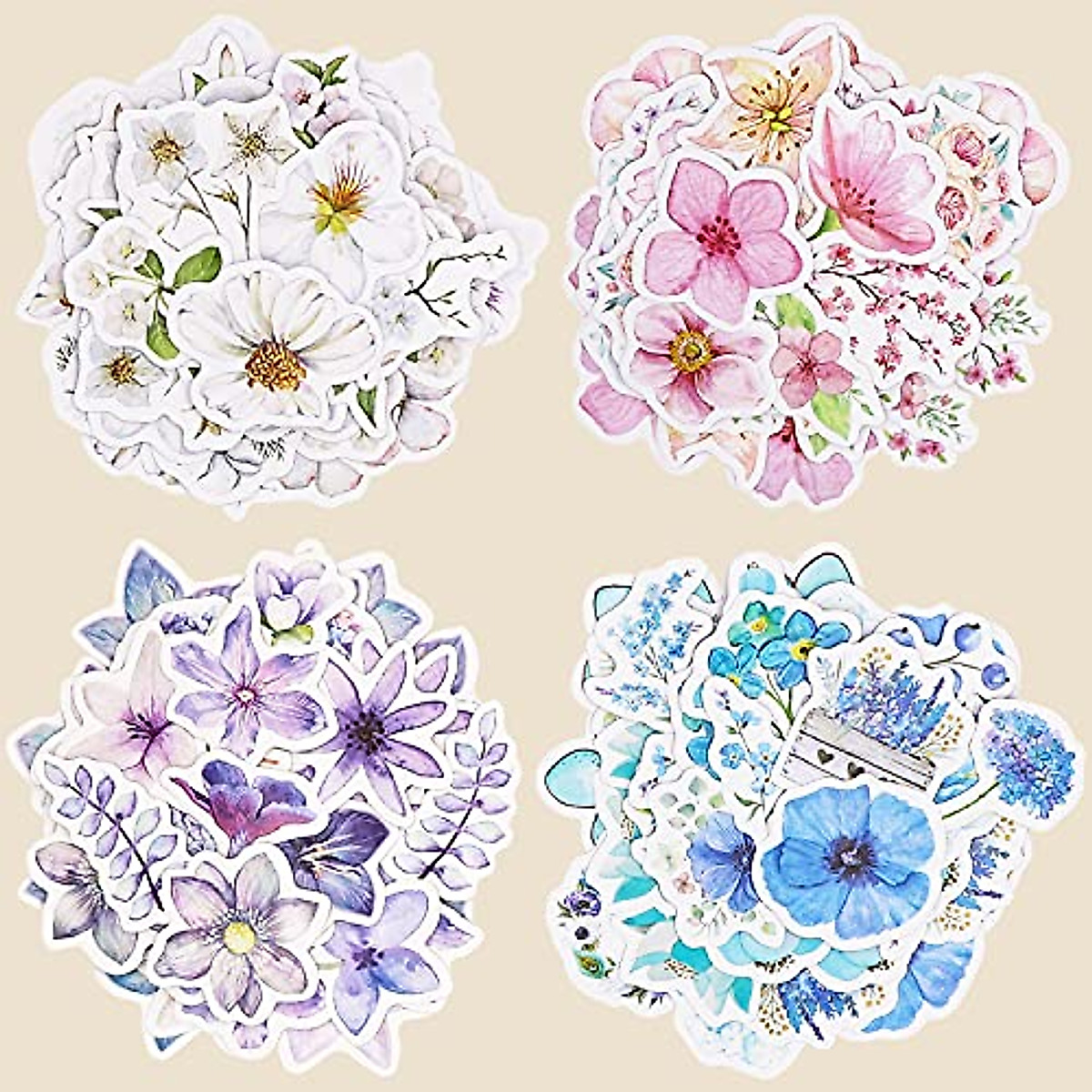 Knaid Flower Stickers Set (360 Pieces) Decorative Assorted Floral Sticker for Scrapbooking Planner Bullet Journals Supplies