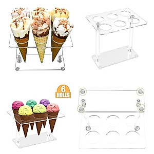 NUEAYMS Acrylic Clear Single Layer Square 6 Holes Cone Holder for Weddings Baby Showers Birthday Party Anniversaries Holiday