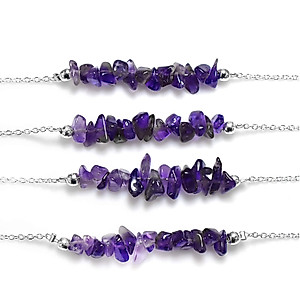 Gempires Natural Purple Amethyst Crystal Bracelet February Birthstone Gifts Hypoallergenic 8 Inch Silver Plated Lightweight Bracelets For Women
