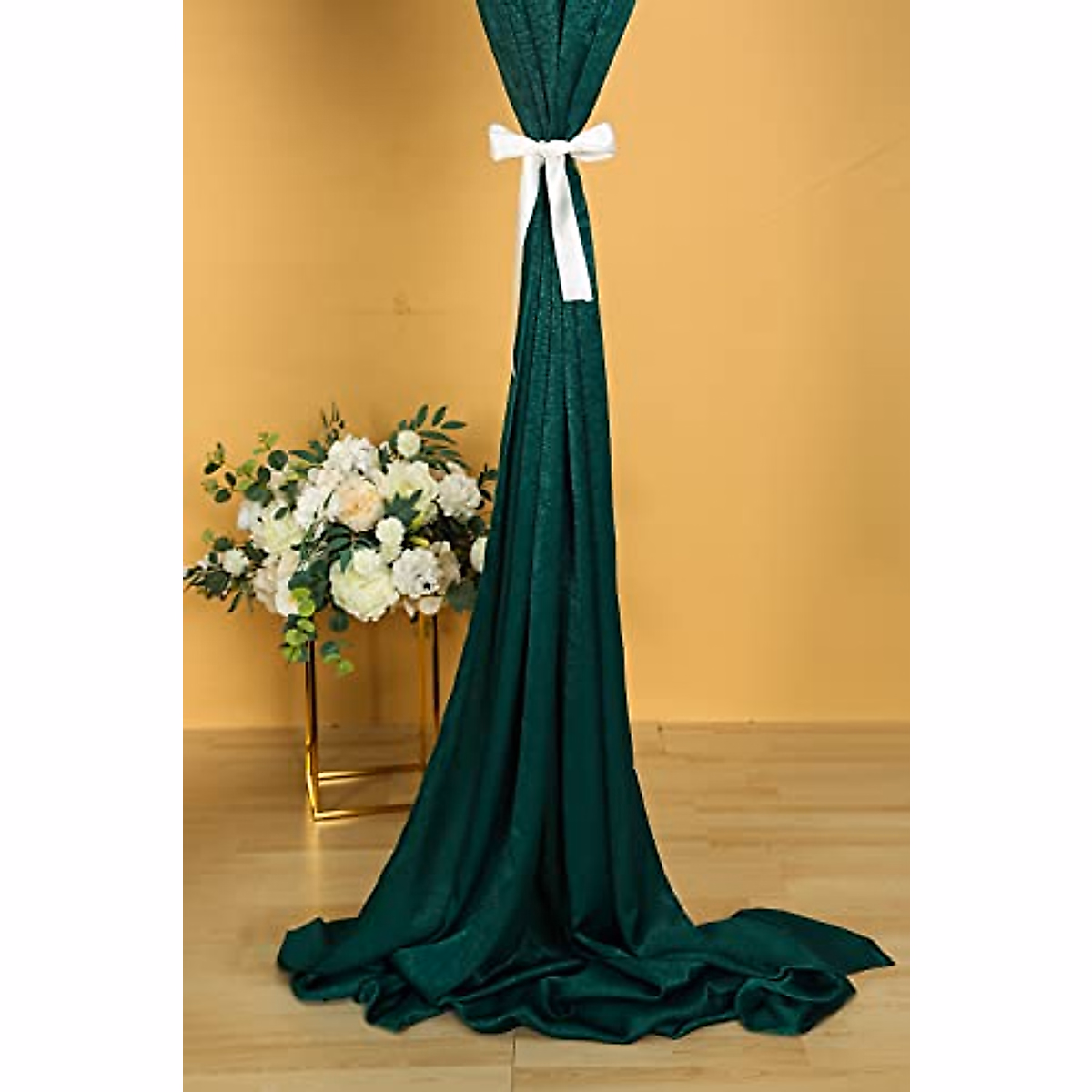 Cytdkve 2 Panels 4.8 Feet x 10 Feet Hunter Green Velvet-Like Wedding Backdrop Curtain Drapes, Silky Soft Window Curtains Panels for Wedding Ceremony Birthday Party Decorations