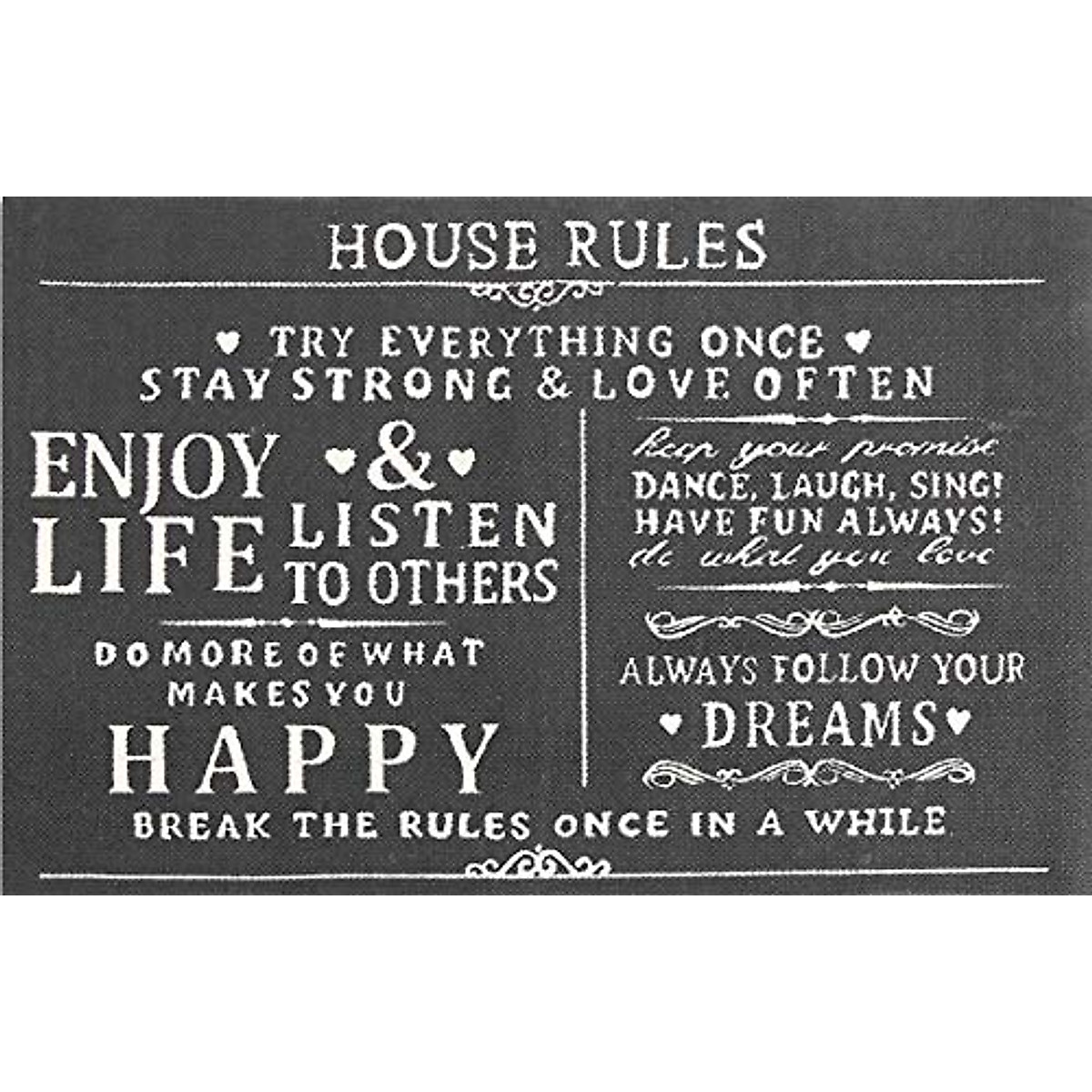 Chesapeake Paris Printed Cotton House Rules Typography Accent Rug (24''x36'')