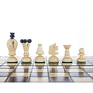 Wooden Folding Chess Set Paris BLUEBERRY Wooden International Board Vintage Carved Pieces - 14"