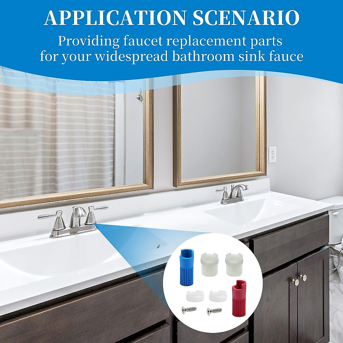 97479 Faucet Stem Extension Kit Compatible with Moen Monticello Widespread Bathroom Sink Faucet Part, Bathroom Faucet Cartridge Replacement Parts for Moen Stem Extension