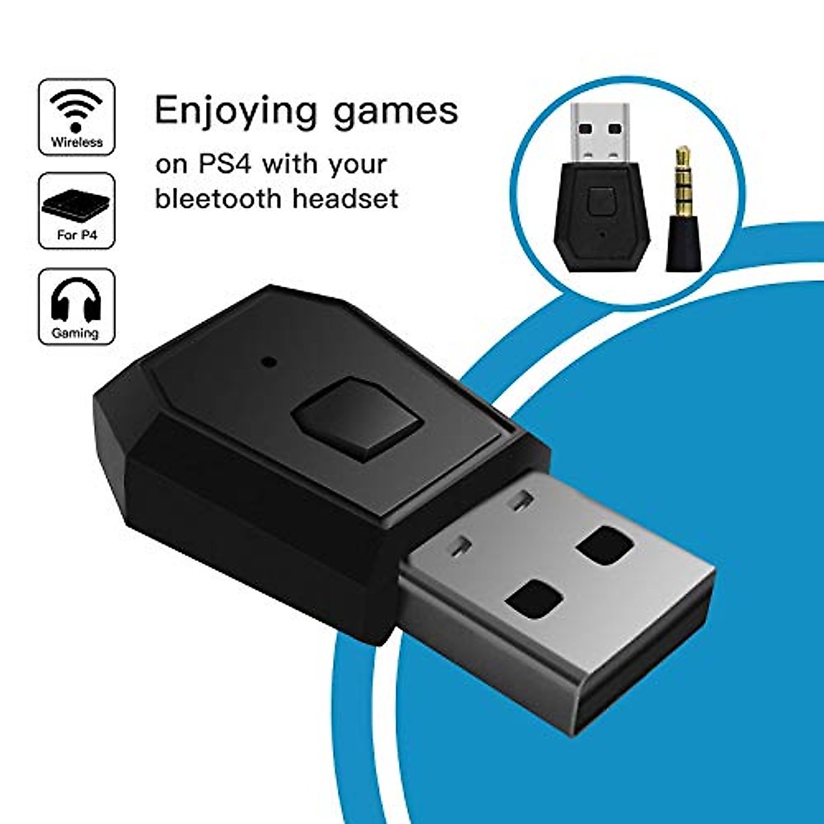 Bluetooth Adapter with Microphone for PS4 /PS5 HLRAO,USB Adapter Mini USB 4.0 Bluetooth Adapter/Dongle Receiver and Transmitters Dongle Bluetooth Compatible with Playstation Support A2DP HFP HSP.