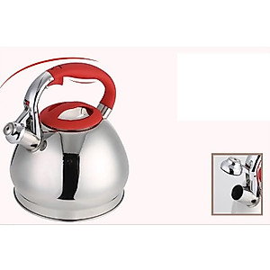 Kettle Stovetop Whistling Tea Kettle 304 Stainless Steel 3L Tea Kettle Stovetop Tea Pots For Stove Top Teapot Whistle Top Stove With Anti-Scald Handle Tea Kettle Stovetop Teapot (Color : Red, Size :