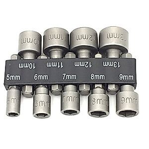 PANOVO 9pcs Power Hand Driver Drill Tools Set 5-13mm Metric Socket Wrench Set Power Nuts Driver Socket 1/4" Hex Shank Drill Bit Set