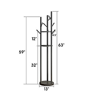kiplant Rotary Coat Rack Stand with 8 Hooks, Bamboo Wood Coat Tree for Clothes/Bags/Hats, Coat Rack Freestanding for Home/Office/Entryway/Hallway
