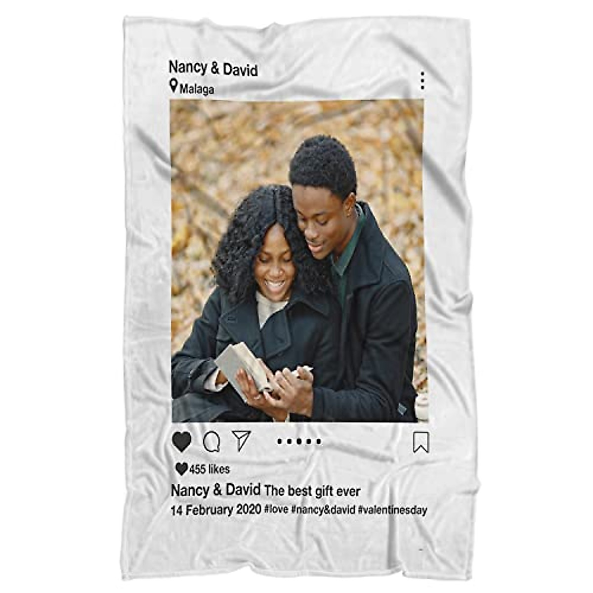 Personalized Official Social Media Post Style Blanket, Custom Name & Text Blanket Gifts for Him Her Men Women, Anniversary Ideas with Photo Throw Blankets