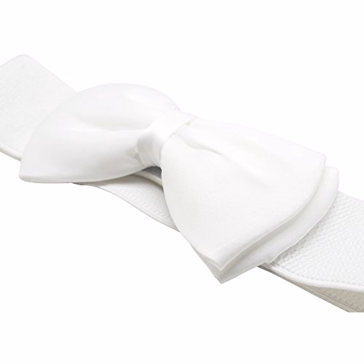 Meta-U Women Flower Elastic Wide Waist Belt (black bow & white bow)