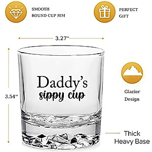 Daddy's Sippy Cup Whiskey Scotch Glass 10oz, Unique Gag Gifts for New Dad, Funny Birthday Retirement Father ‘s Day Christmas Gift for New Dads Father Husband Papa from Daughter Son Kids
