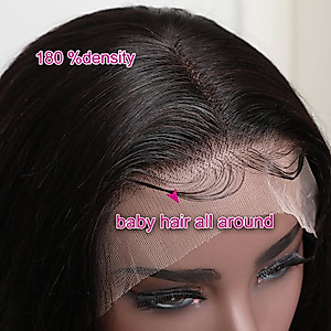 GURVEY 13x4 Body Wave Lace Front Wigs Human Hair for Women 180% Density HD Lace Front Wigs Human Hair Pre Plucked with Baby Hair Natural Hairline Brazilian Virgin Glueless Human Hair Wigs (24 Inch)