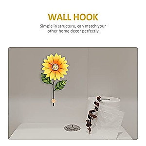 YARNOW Wall Hooks Wall Mounted Art Flower Hook Vintage Metal Sunflower Hooks Keys Aprons Kitchen Wall Hangers for Hanging Coat Hat Key Towel Vintage Hanger Yellow