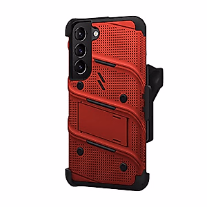 ZIZO Bolt Bundle for Galaxy S22 Case with Screen Protector Kickstand Holster Lanyard - Red