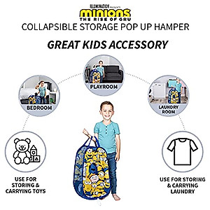 Franco Kids Room Collapsible Storage Bin Pop Up Hamper, One Size, Minions The Rise Of Gru