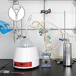 StonyLab Glass Short Stem Powder Funnel with 100 mm Top Outer Dimension and 24/40 Inner Joint Filter Funnel Glass Funnel