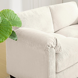 Bumblr Oversized Corduroy Sectional Couches for Living Room with Movable Ottoman, 6 Seater Modern Convertible L Shaped Modular Sectional Sofa with Reversible Chaise, Comfy Corner Sofa Couch Set, Beige