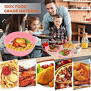 Silicone Air Fryer Liners, 7.5'' Pink 3 to 6 QT Round Reusable Air Fryer Silicone Bowls Pots Basket Covers Replacement of Parchment Paper for COSORI Ninja Air Fryers Oven Accessories