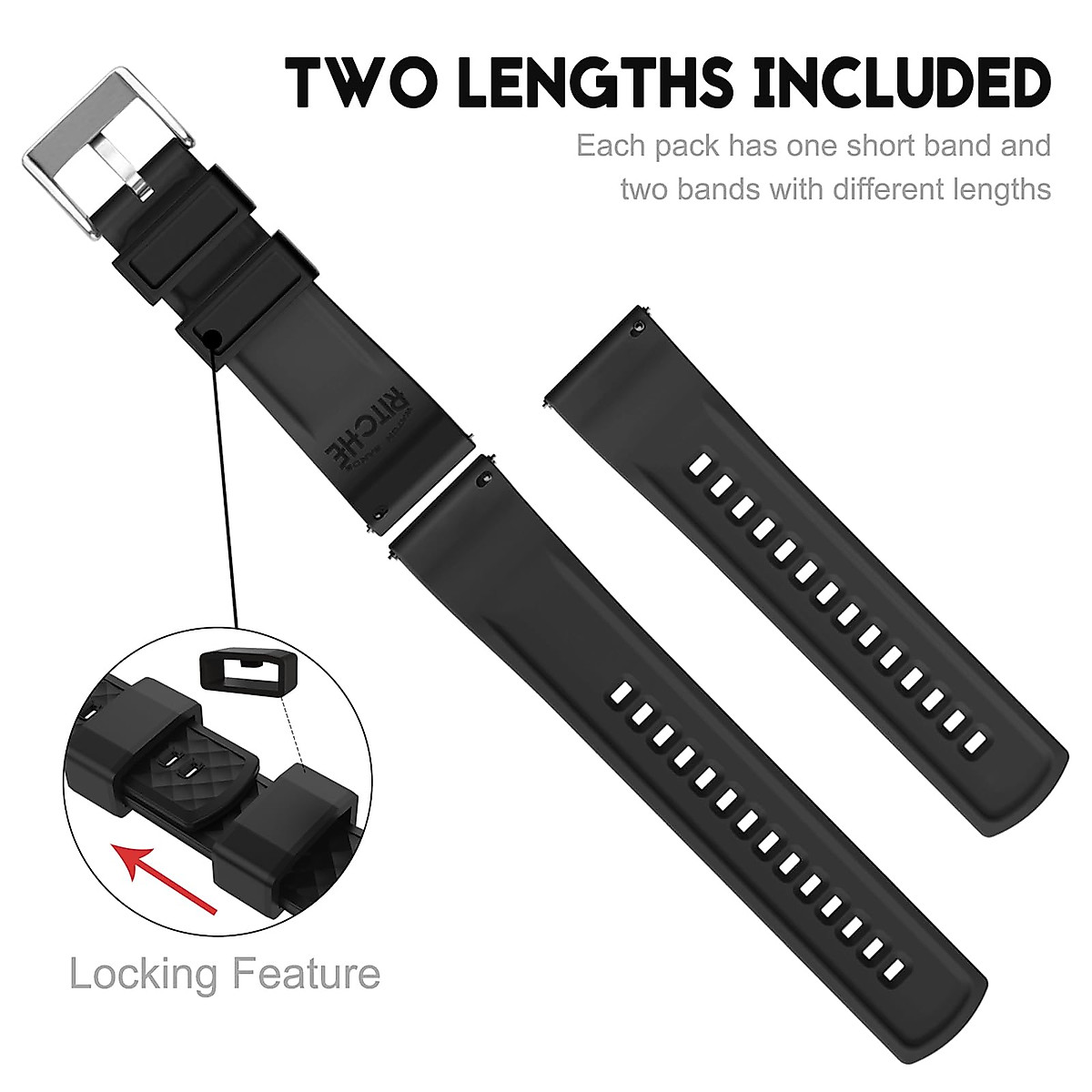 Ritche Christmas Gift 22mm Silicone Watch Band Compatible with Samsung Galaxy Watch 3 (45mm) Samsung Gear S3 Classic Watch Quick Release Rubber Watch Bands for Men Women, White Elephant Gifts, Stocking Stuffers for Men