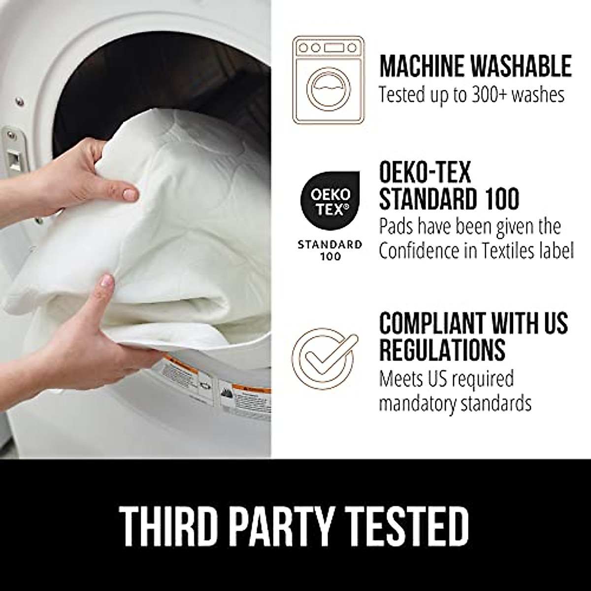 Gorilla Grip Washable and Reusable Underpads, Absorbent Leak Proof Bed Incontinence Pads, 52x34, Slip Resistant Bedwetting Pad Protector Absorbs up to 8 Cups for Bedwetting, Adults Elderly Kids, White