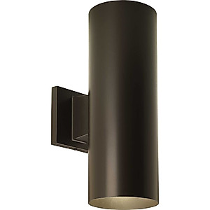 Progress Lighting Cylinder Collection 5" Modern Outdoor Up/Down LED Wall Lantern Light Antique Bronze