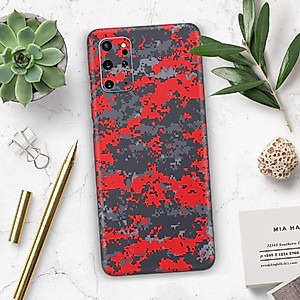 DesignSkinz Red and Gray Digital Camouflage Protective Vinyl Decal Wrap Skin Cover Compatible with The Samsung Galaxy S20 (Screen Trim & Back Glass Skin)