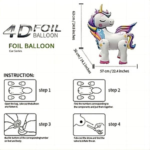 5 Pcs Self Standing Unicorn Balloons 3D Rainbow Balloon Star Balloons Unicorn Party Supplies Foil Unicorn Balloons For Unicorn Birthday Party Decorations
