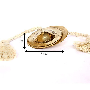 De Kulture Handmade Pure Brass Manjeera Percussion Instrument Indian Cymbal Clapper Bell For Religious Ceremonies Bhajans Healing Yoga Meditation, 3X1 (DH) Inches