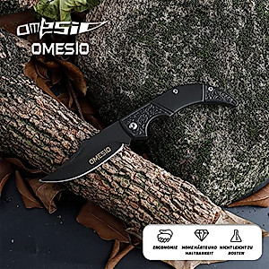 Omesio Pocket Knife Mini 3.34 inch Small Two-Handed Folding Knife Two-Handed Knife Keychain Knife Outdoor Sharp Black