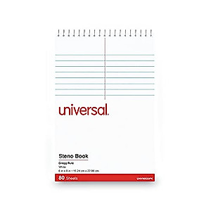 ---Universal 96920 Steno Book, Gregg Rule, 6 x 9, White, 80 Sheets, 6 Pack