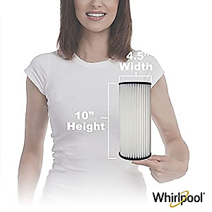 Whirlpool Whole House Large Capacity Pleated Sediment Filter WHKF-WHPLBB, NSF Certified 30 Micron Rating Reduces Sand, Soil, Silt & Rust, 4.5" Diameter Fits Most Home Water Filtration Housings