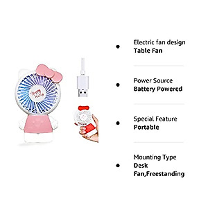 Portable Personal Small Desk Fan, Mini fans USB Battery operated Cute Kitty Cat Design, With Small Night Light And LED Colorful Atmosphere Light (Pink)