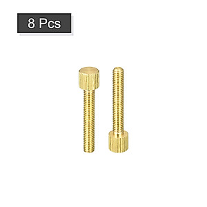 uxcell Knurled Thumb Screws, M4x25mm Flat Brass Bolts 7mm Dia.Grip Knobs Fasteners for PC, Electronic, Mechanical 8Pcs