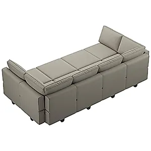 Belffin Modular Sectional Sofa with Storage Chaises Sleeper Couch 8 Seat Bed Grey…