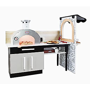 Little Tikes Real Wood Pizza Restaurant Wooden Play Kitchen Cook and Serve with Realistic Lights Sounds and Dual-Sided, 20+ Accessories Set, Gift for Kids, Large Toy for Girls & Boys Ages 3+