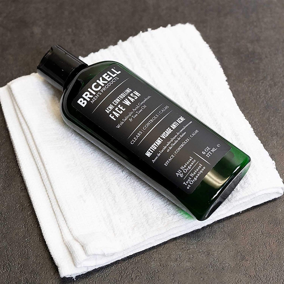 Brickell Men's Acne Face Wash for Men, Natural and Organic Men's Acne Face Wash to Cleanse Skin and Eliminate Acne, Clears Breakouts, 2% Salicylic Acid, 6 Ounces