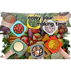 KEVJES Stackable Silicone Artisan Pizza Dough Proofing Boxes Proving Containers with Lids pizza making accessories-4 pack-500ml portion (Green)