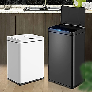 Garbage Recycling Bin Smart Induction Trash Can 13 Gallon Stainless Steel Automatic Trash Can Large Metal Indoor Trash Can with Lid, Powered by Batteries (not Included) Kitchen Trash Can ( Color : Gol