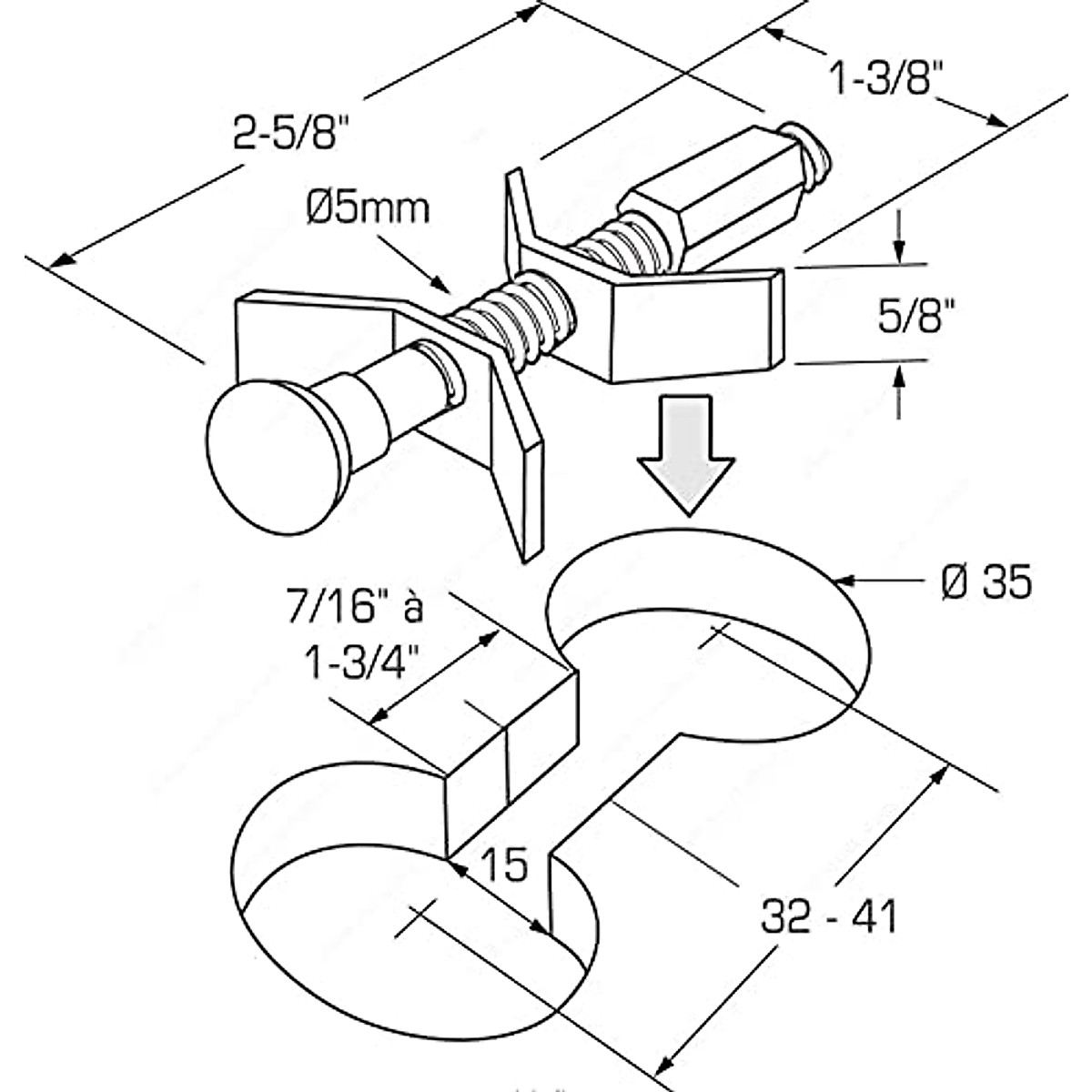 2 Pack RH10622G Joint Fastener Adjustale Countertop Bolt 3/4" to 2" Length Steel