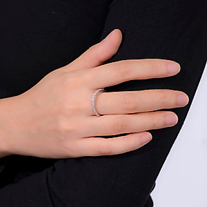 Amazon Essentials Rhodium Plated Single Row Pave Stackable Eternity Ring Size 7, Silver