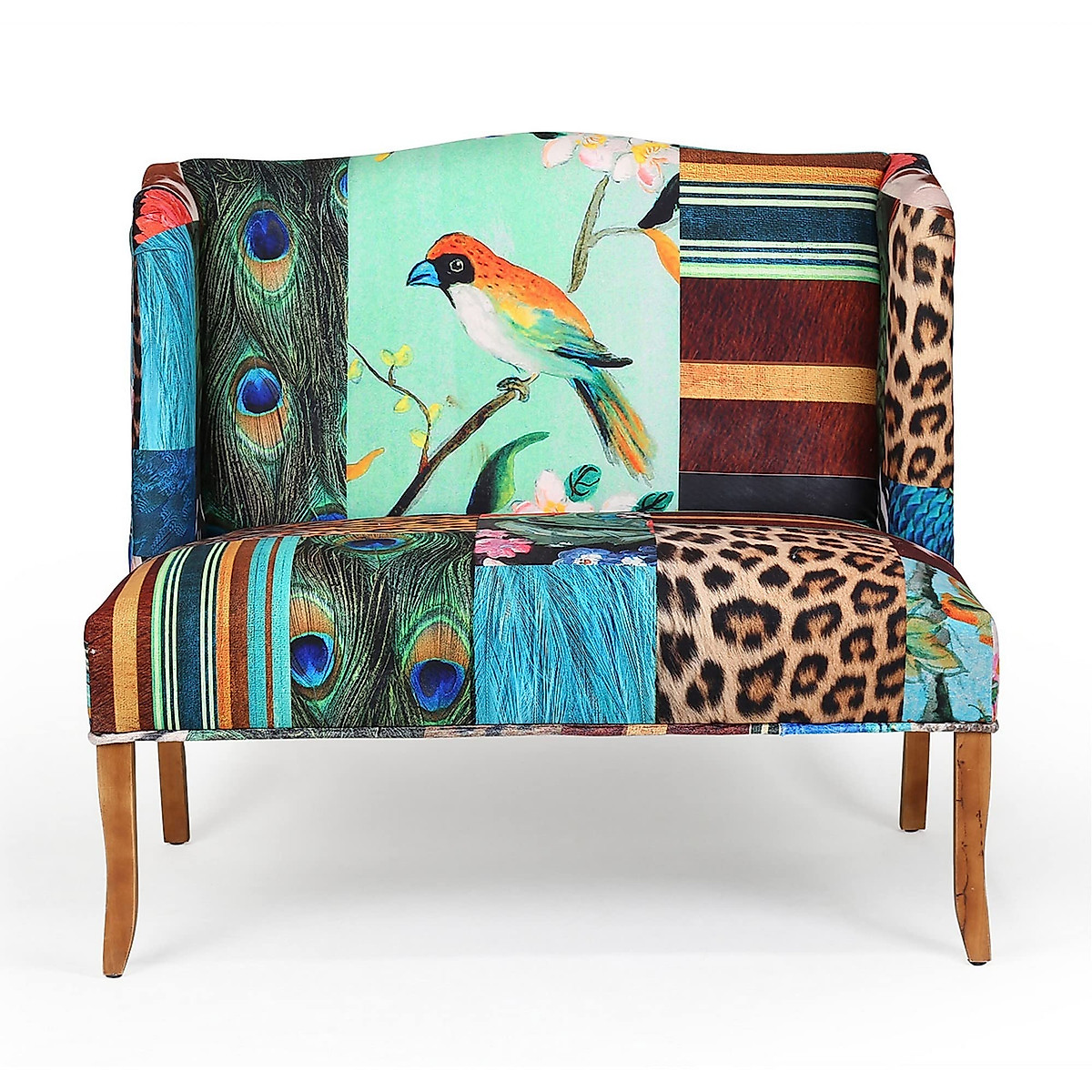 Benjara, Multicolor Benzara Vesta Bird Collage Print Settee